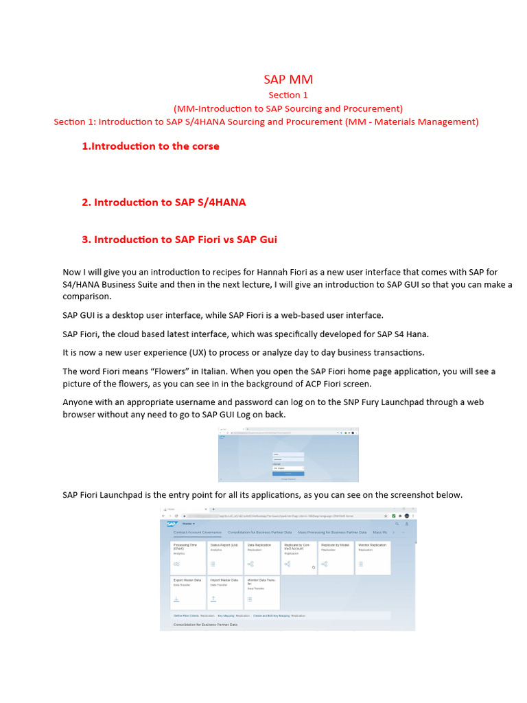 Section 1MM - Introduction To Sourcing and Procurement MM | PDF