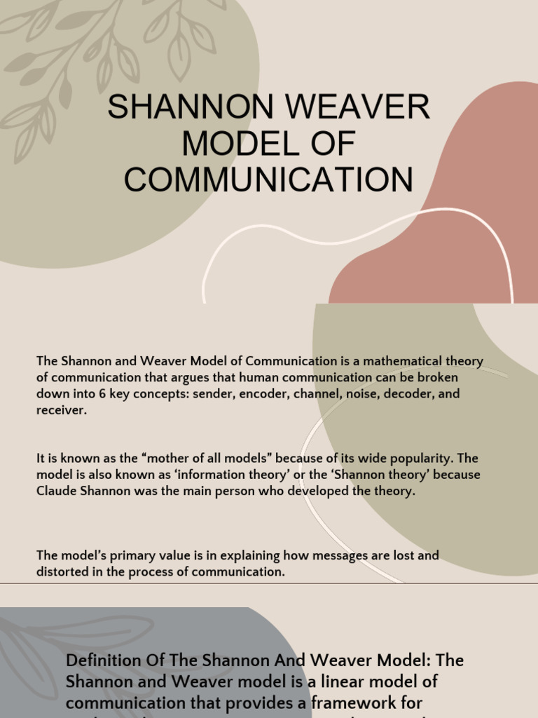 Shannon Weaver Model of Communication | PDF