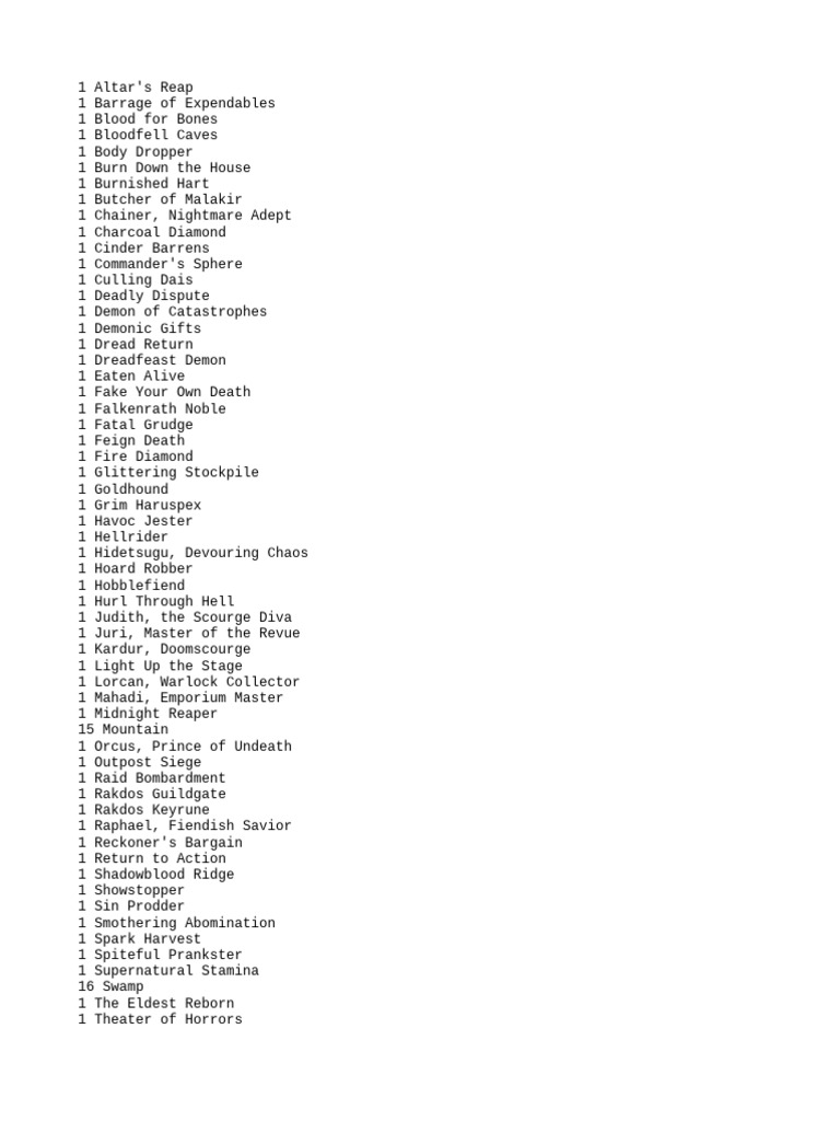 Rakdos Decklist and Upgrades Guide | PDF