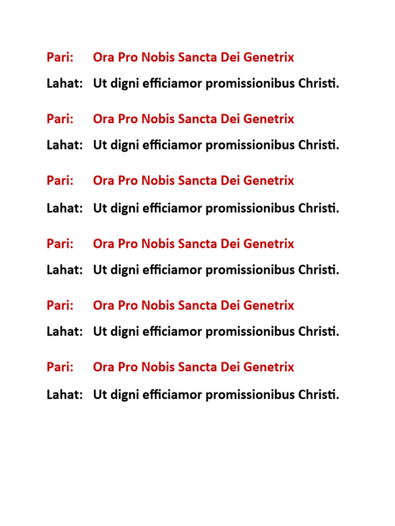 Ora Pro Nobis Sancta Dei Genetrix | PDF