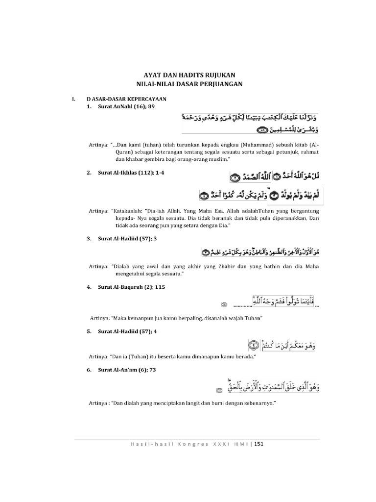 Ayat Dan Hadits NDP Hmi | PDF