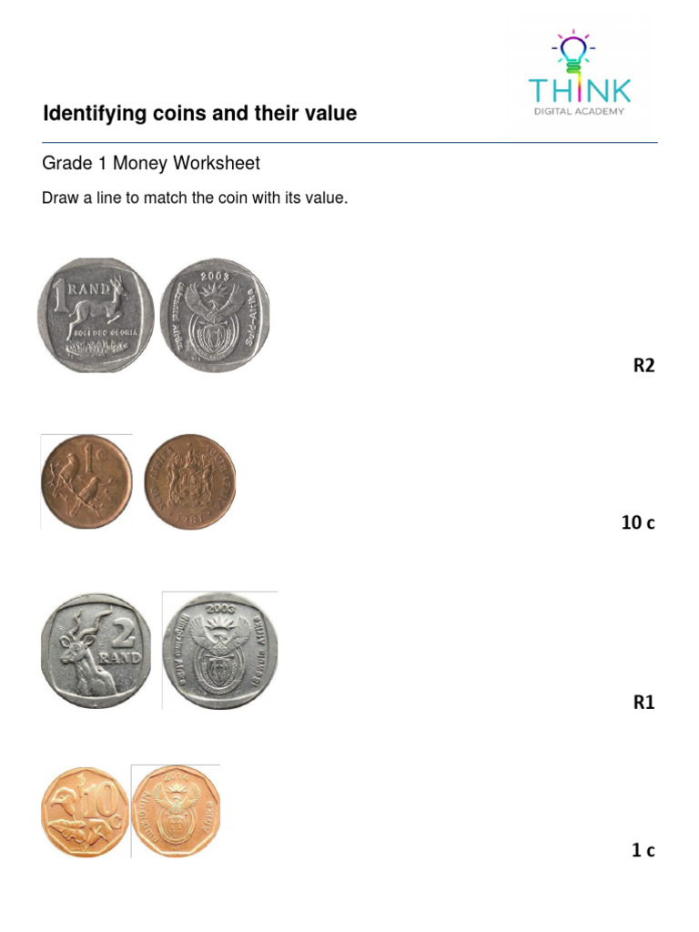 Identifying Coins and Their Values - South African | PDF
