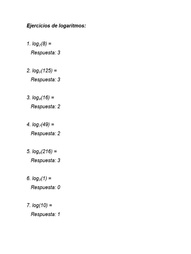 Ejercicios de Logaritmos | PDF