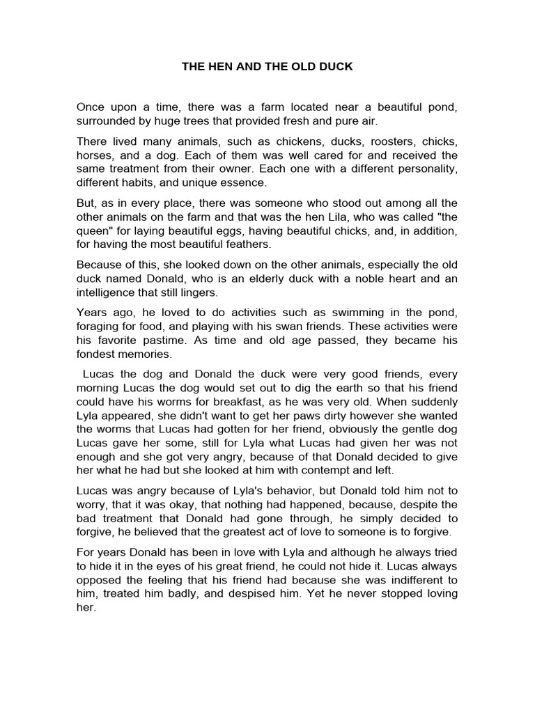 Draft - The Hen and The Old Duck. | PDF | Chicken