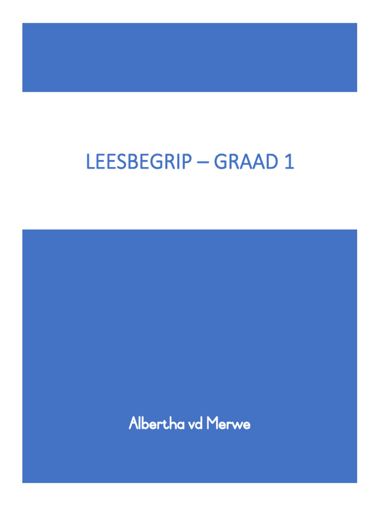 Leesbegrip Graad 1 Pdf