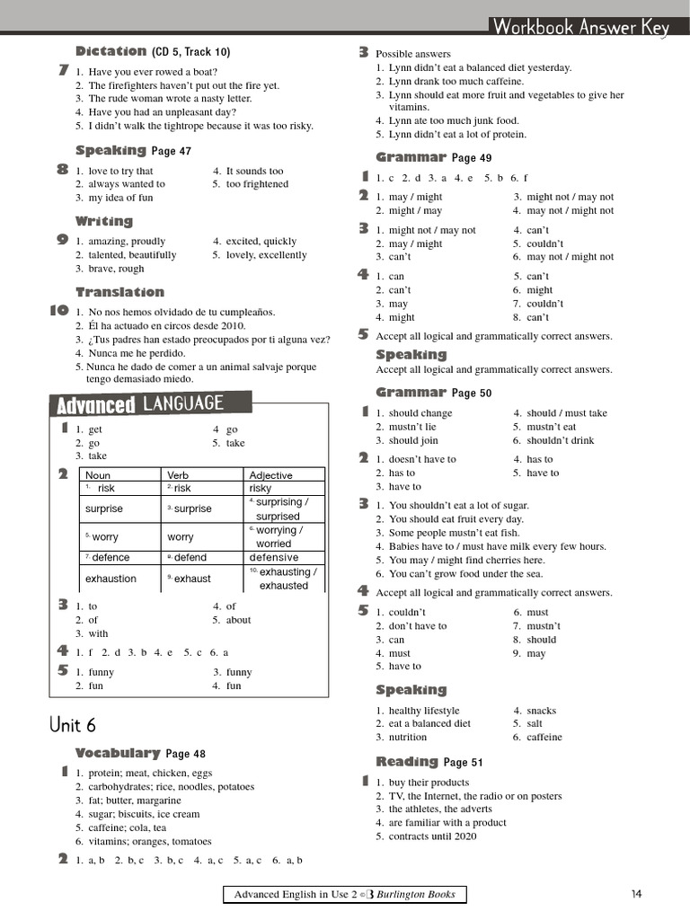 Workbook Answers Unit 6 | PDF