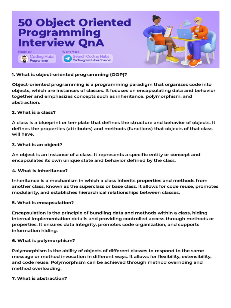 50 Object Oriented Programming Interview QnA | PDF 50 Object Oriented Programming Interview QnA | PDF