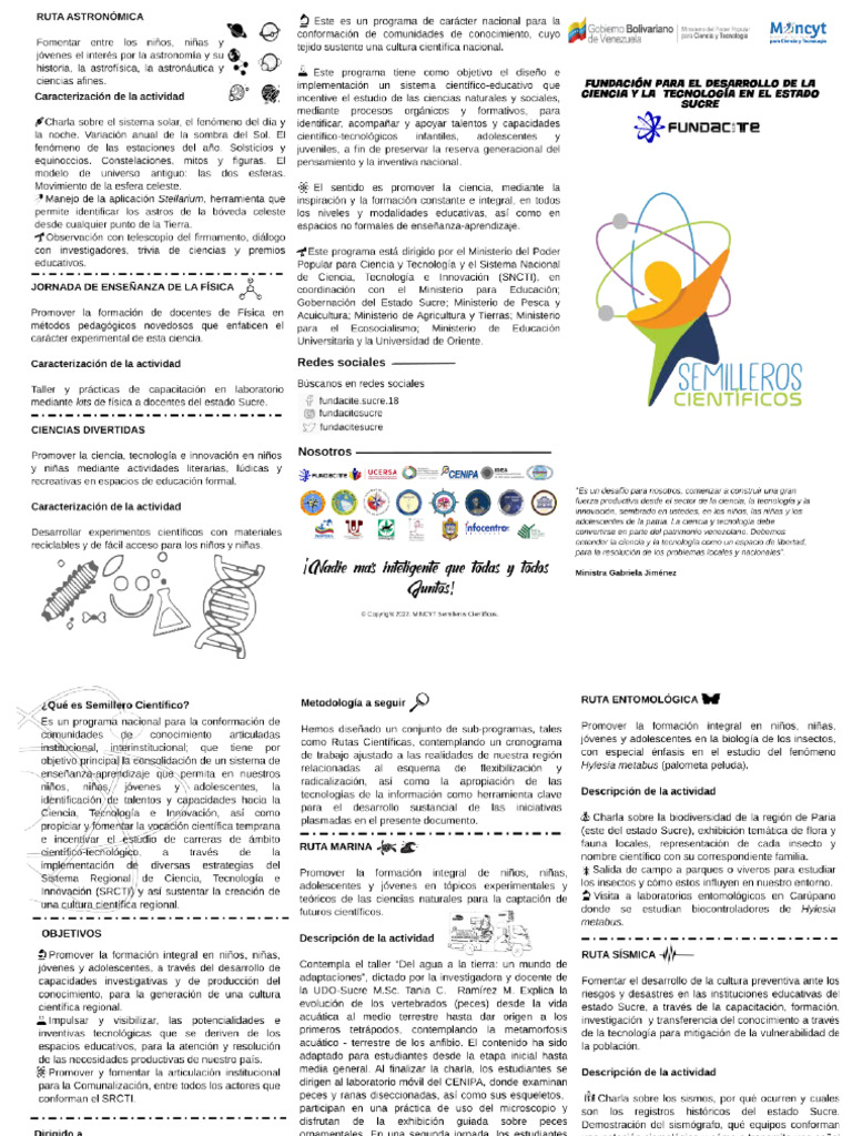Triptico Semilleros-Cientificos Sucre | PDF