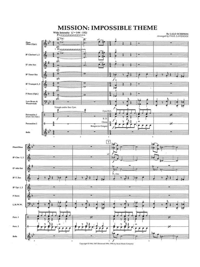 Mission Impossible Theme - Arr. Paul Lavender | PDF