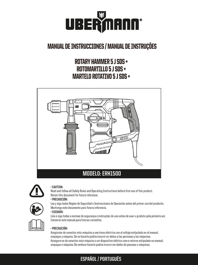 Rotomartillo 5j Sds Modelo Erh1500 Ubermann | PDF | Ingenieria Eléctrica | Aislador (Electricidad)