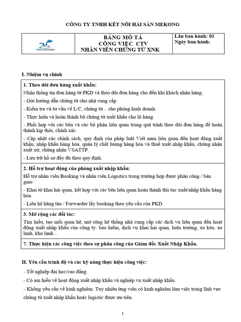 JD Nhân Viên CH NG T 1 | PDF