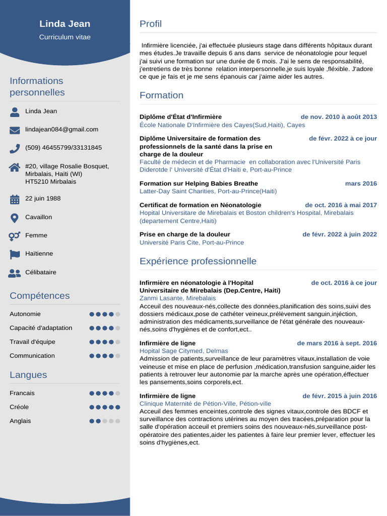 CV de Linda Jean | PDF
