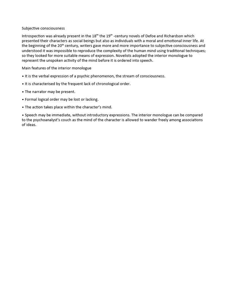 Understanding Interior Monologue in Literature | PDF