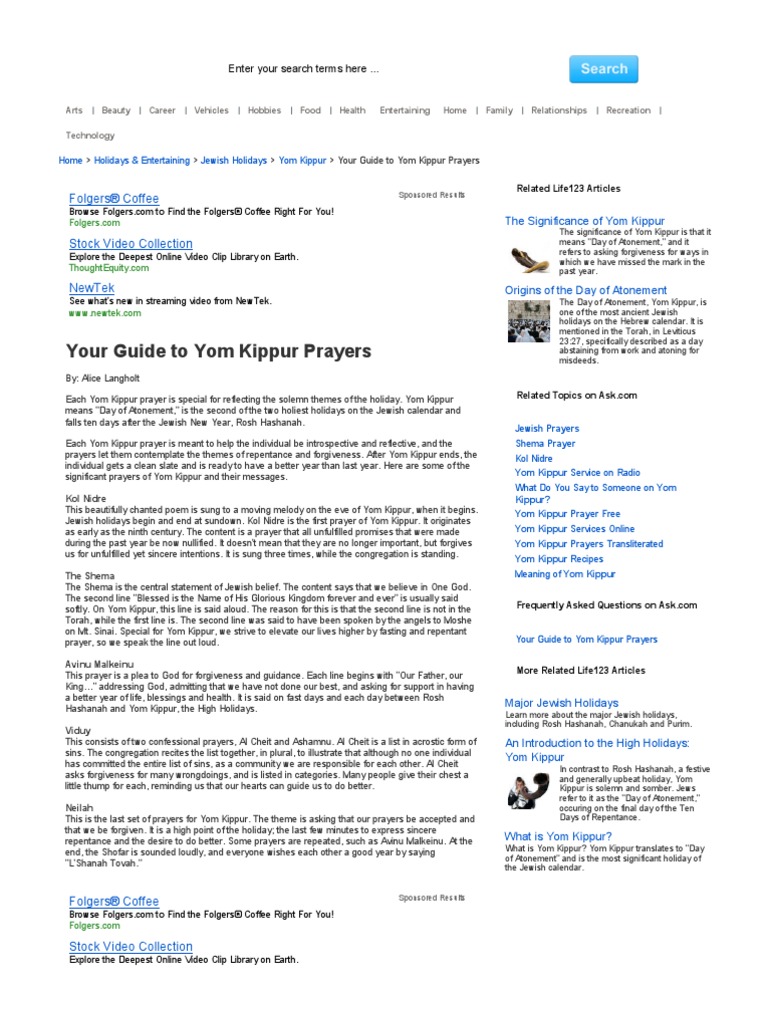 Your Guide To Yom Kippur Prayers | PDF | Yom Kippur | High Holy Days