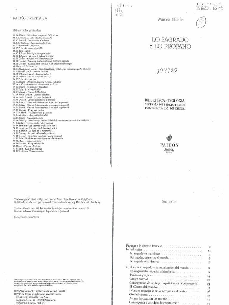 Lo Sagrado y Lo Profano | PDF