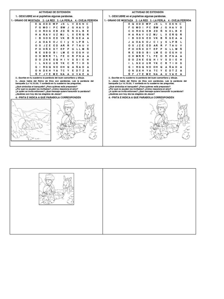 Actividades sobre Parábolas de Jesús | PDF | Parábolas de Jesús | Jesús