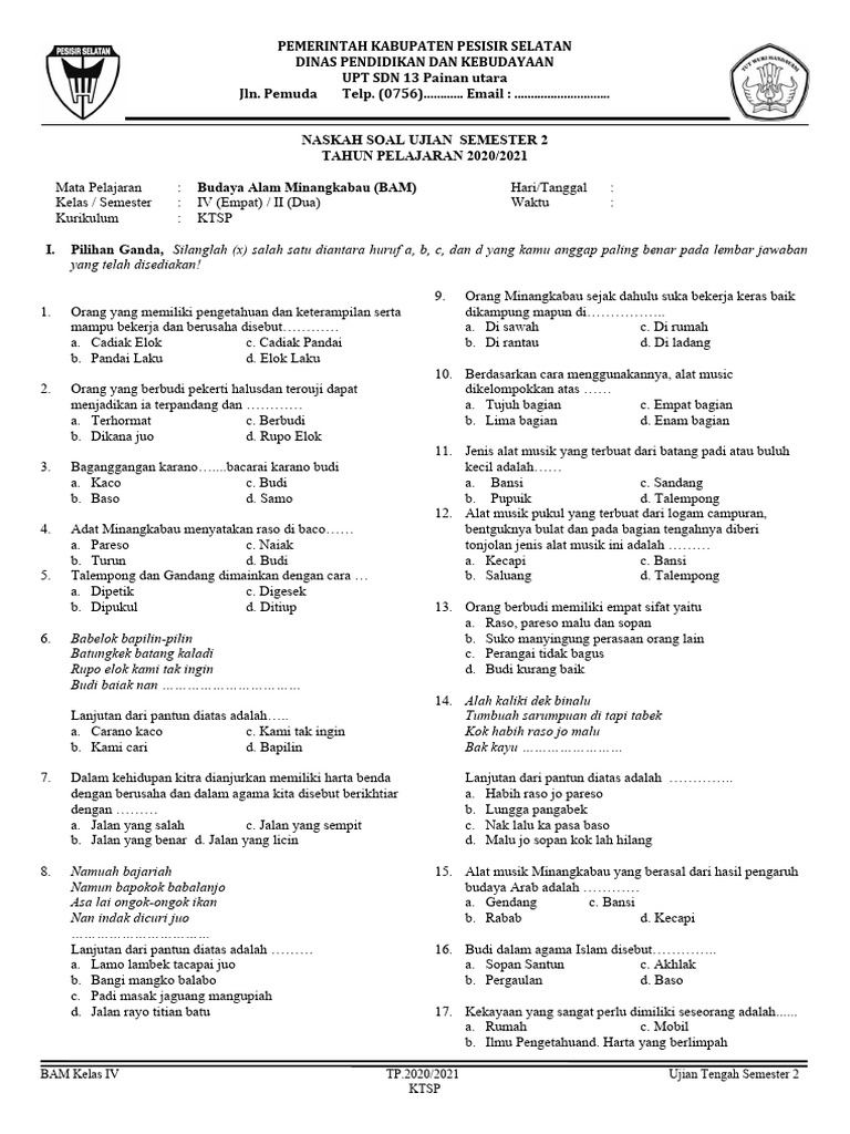 Soal Bam KLS 4 | PDF
