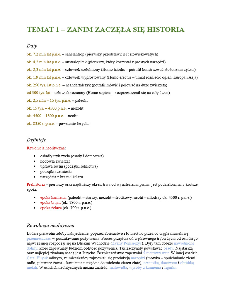 Temat 1 Historia | PDF