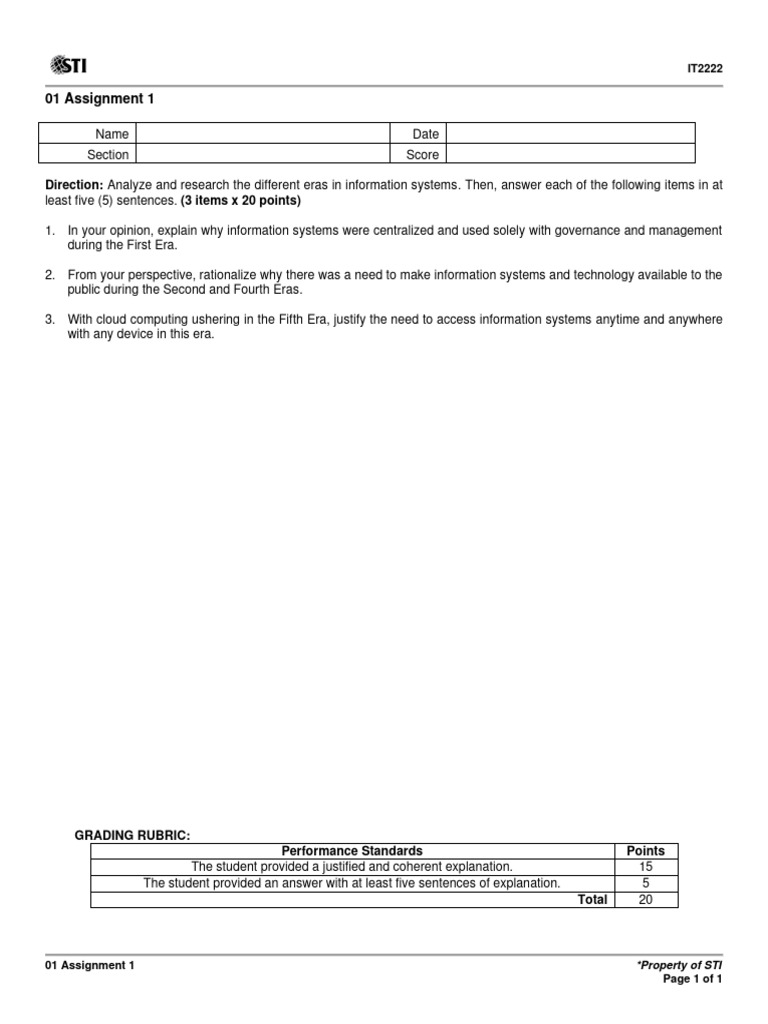 01 - Assignment - 1 STI | PDF