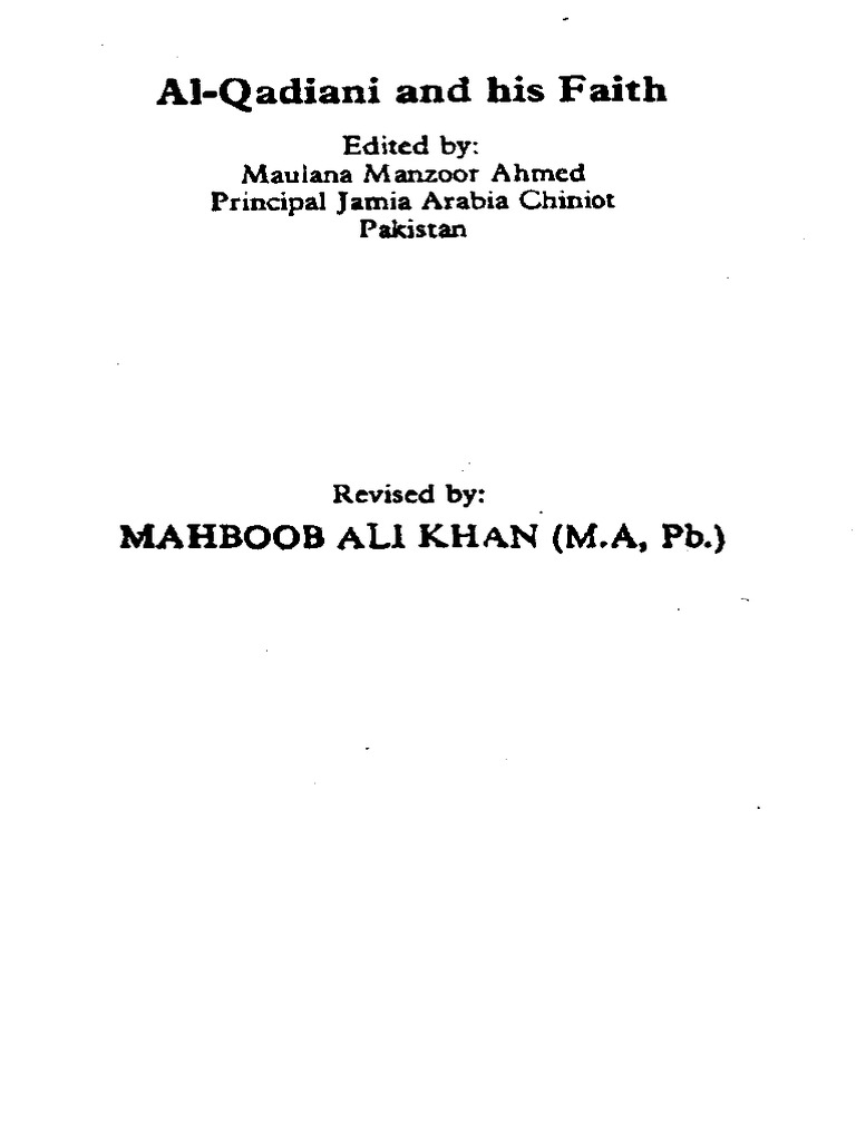 Al Qadiani and His Faith | PDF