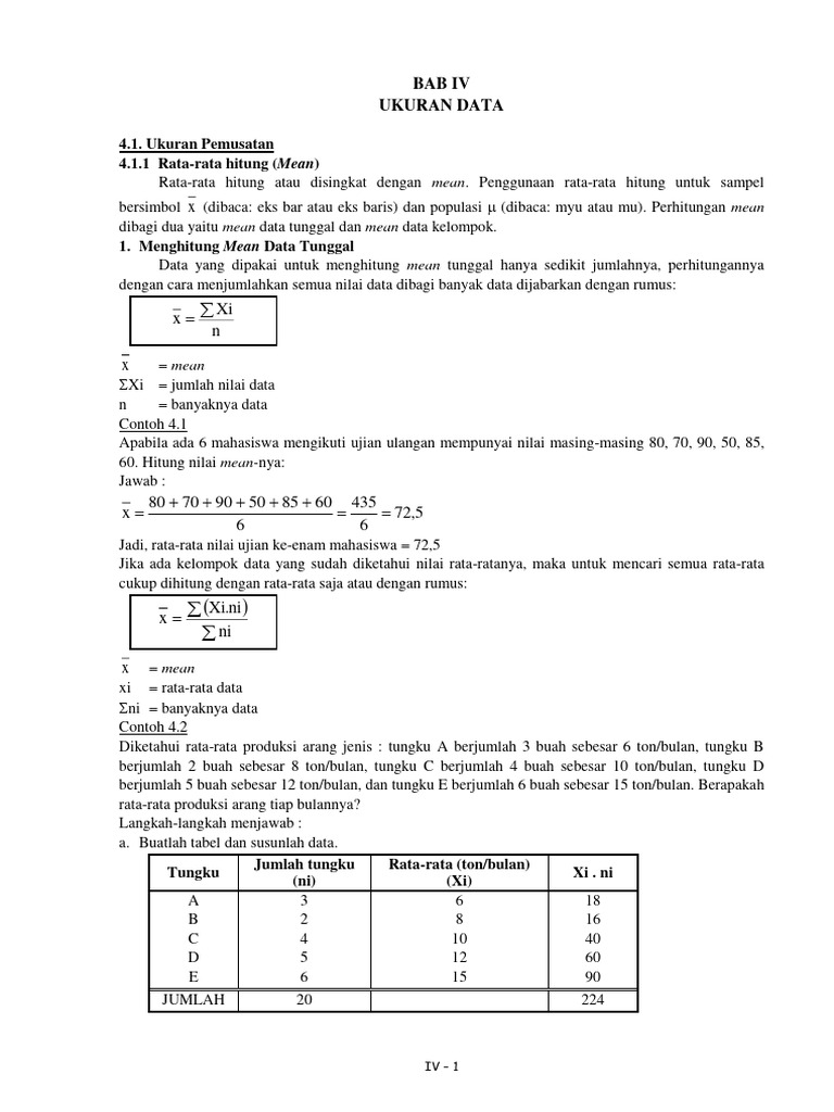 Rata-rata dan Ukuran Data Statistika | PDF