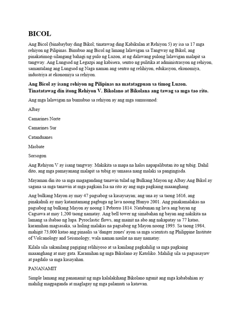 BICOL | PDF