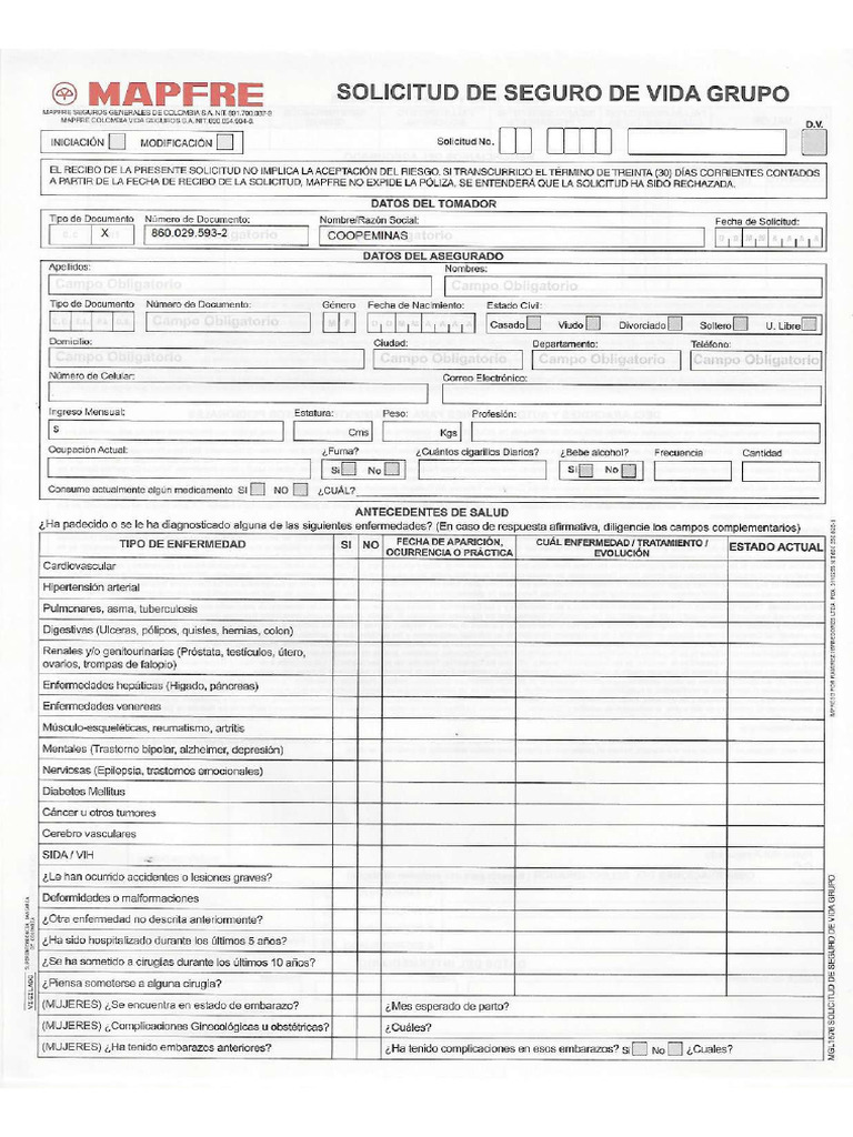 Formulario Mapfre | PDF