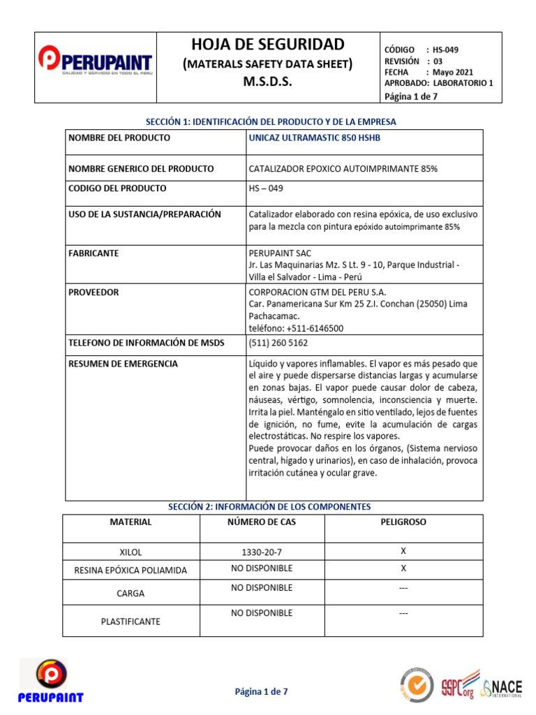 Unicaz Ultramastic 850 HSHB | PDF