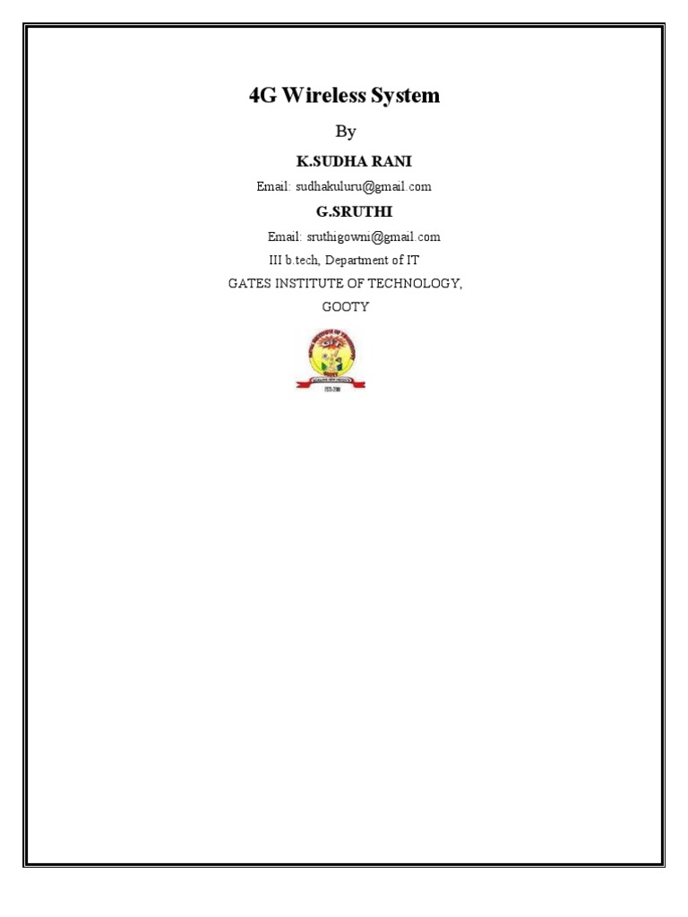 4G Wireless System: K.Sudha Rani G.Sruthi | PDF | Orthogonal Frequency Division Multiplexing ...