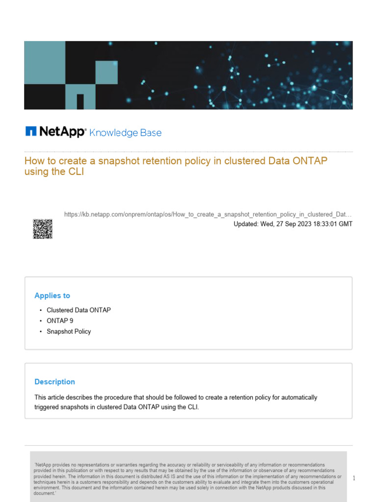 How To Create A Snapshot Retention Policy in Clustered Data ONTAP Using ... How To Create A Snapshot Retention Policy in Clustered Data ONTAP Using ...