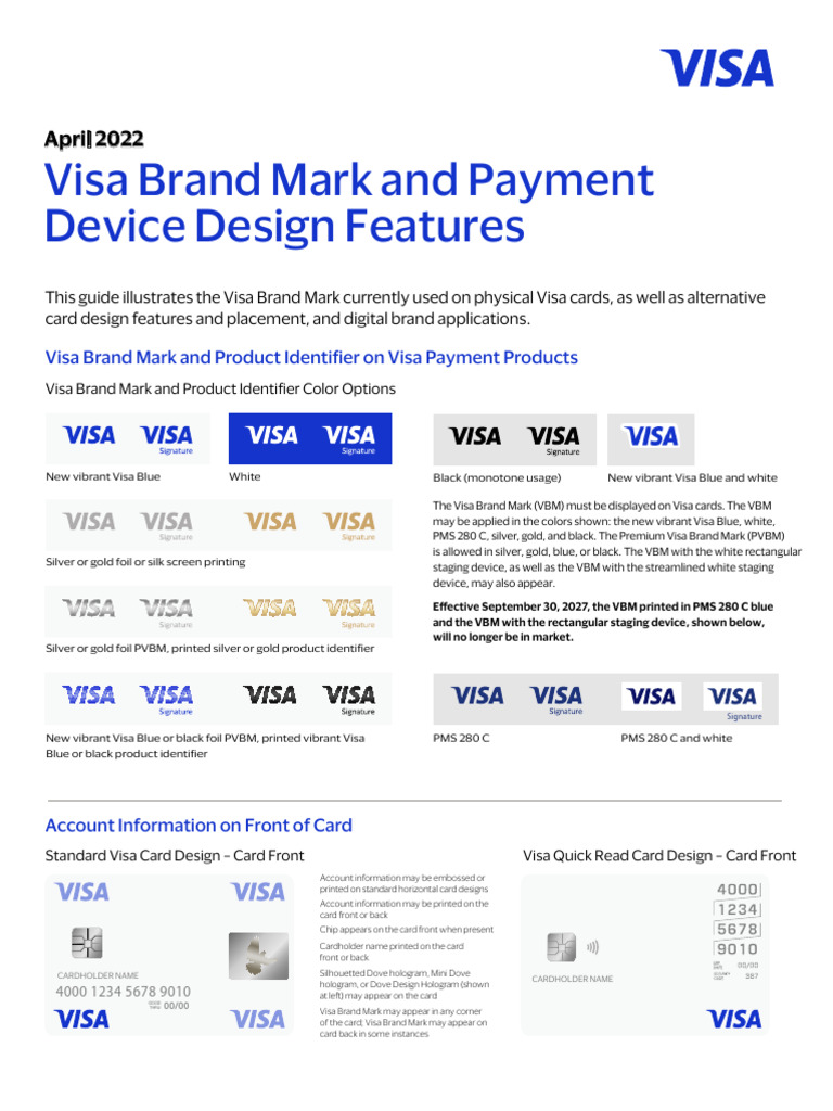 Visa Brand Mark and Card Design Guide | PDF | Visa Inc. | Banking ...