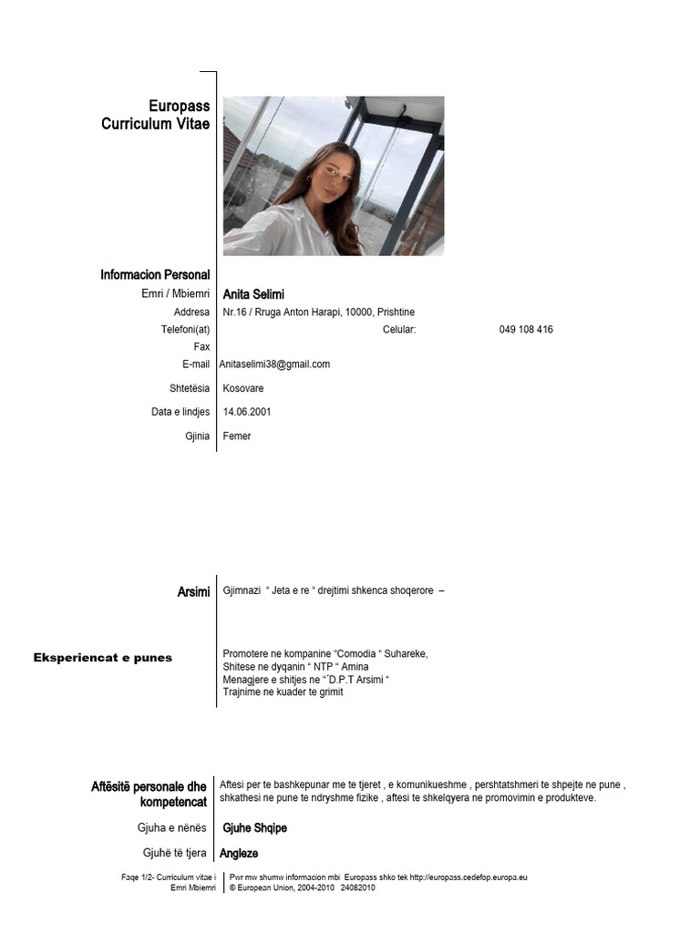 Anita Selimi CV | PDF