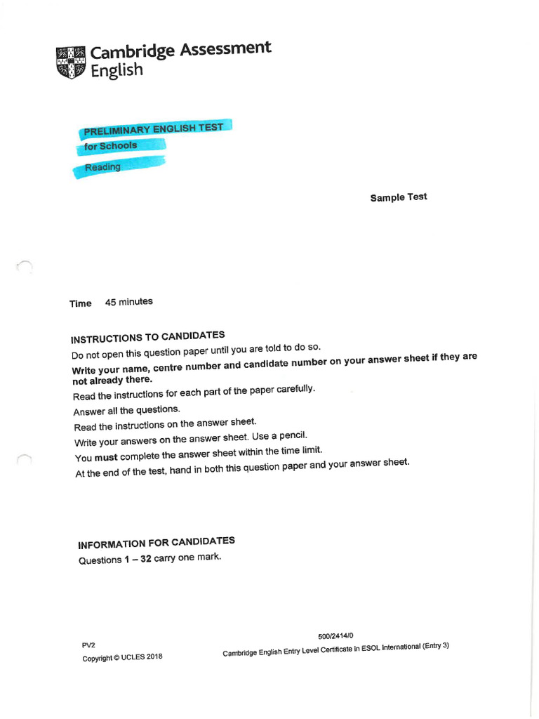 CAMBRIDGE B1-Test | PDF