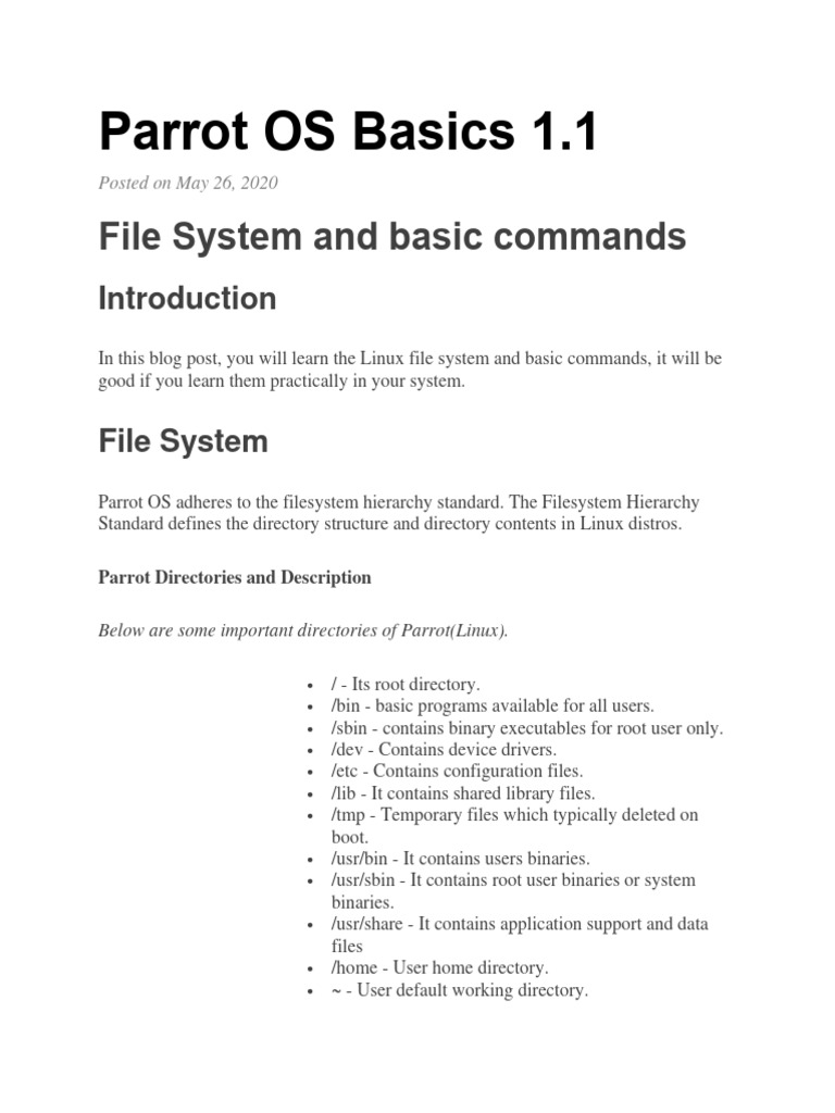 Parrot OS Basics Command | PDF