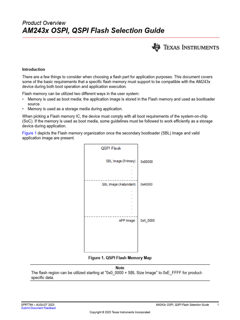 sprt764 AM243x OSPI, QSPI Flash Selection Guide | PDF