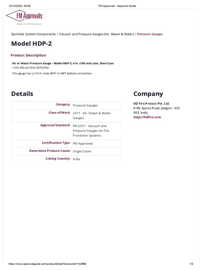 FM Approvals - Approval Guide HD Fire | PDF