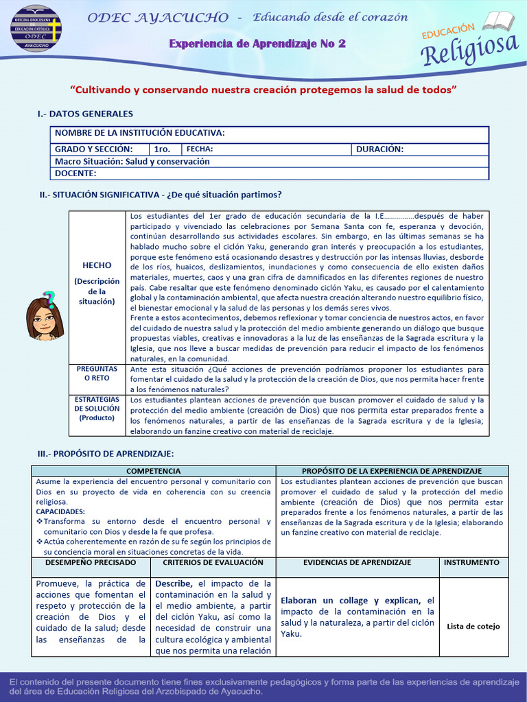 1ro. EDA 02 - PLANIFICADOR | Descargar gratis PDF | Aprendizaje | Entorno natural