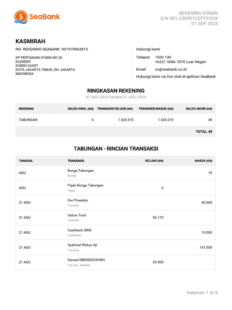 Seabank Statement 20230903 | PDF