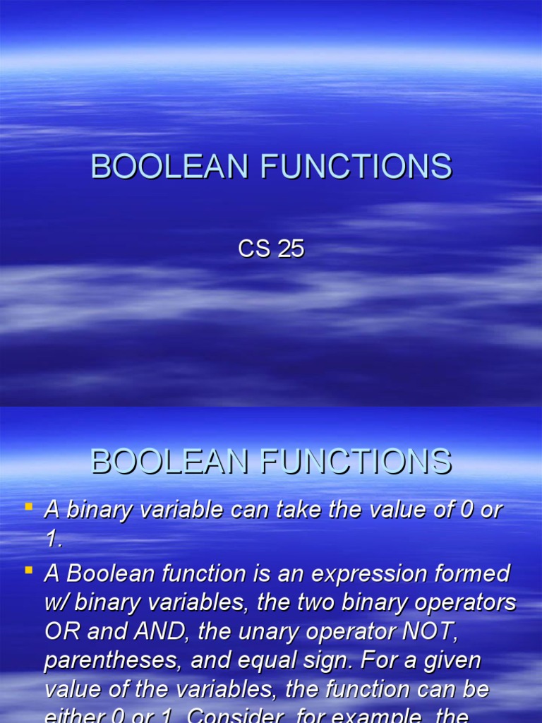 Boolean Functions 1 Pdf Boolean Algebra Teaching Mathematics
