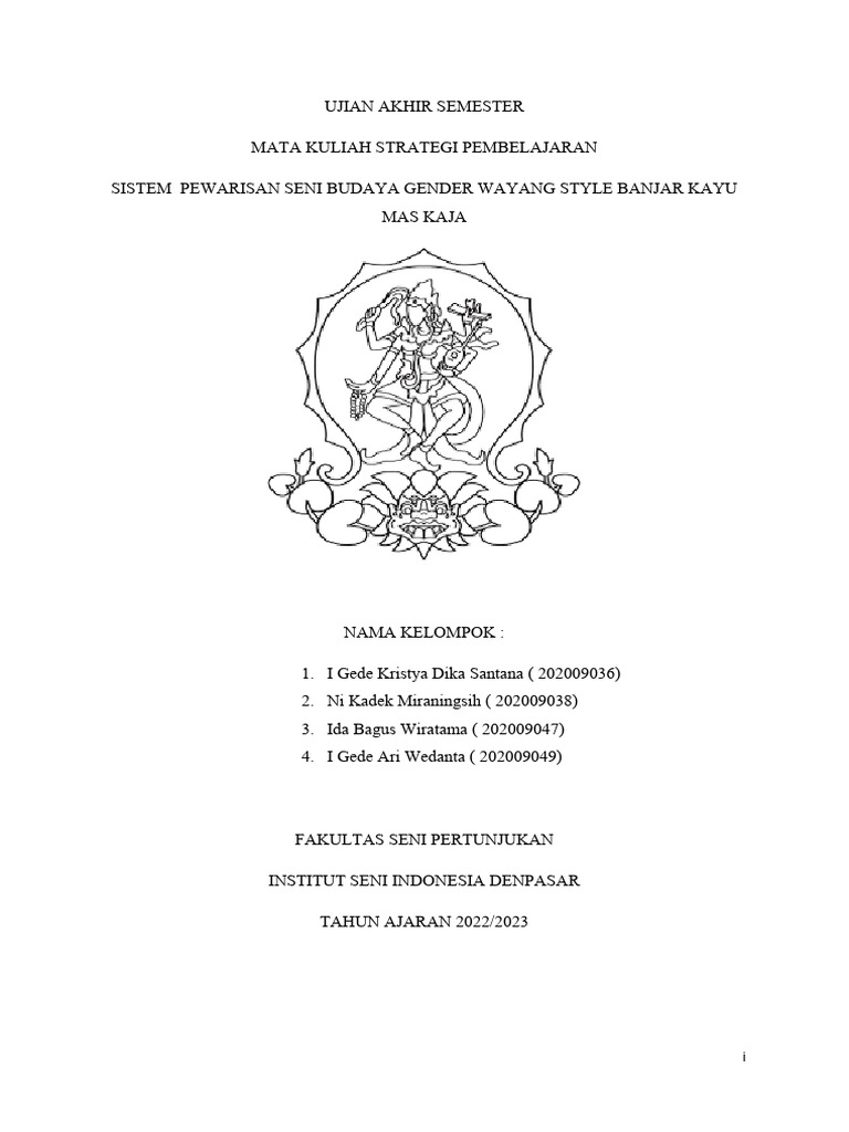 Gender Wayang Banjar Kayu Mas | PDF