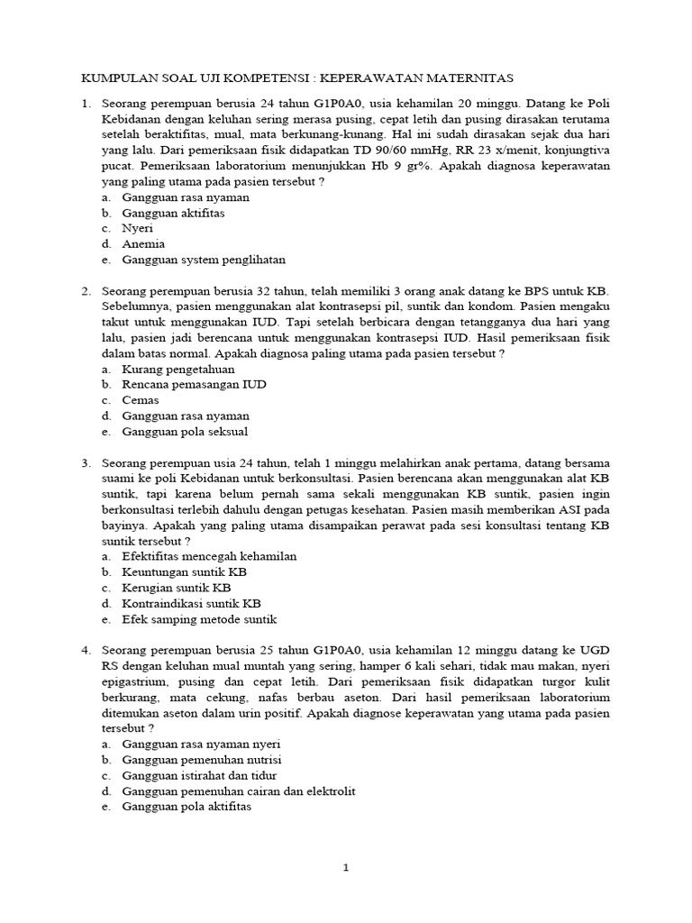 Kumpulan Soal Ukom Maternitas Dari Pak Junai | PDF