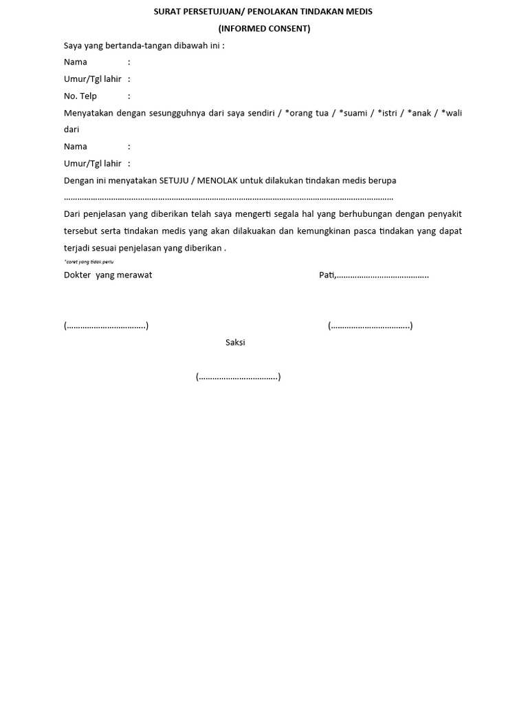 Persetujuan/Penolakan Medis | PDF