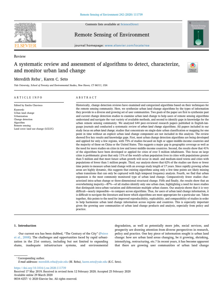 Systematic Review and Assessment of Algorithms To Detect, Characterize | PDF | Remote Sensing ...