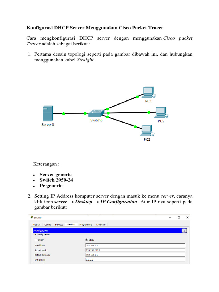 Konfigurasi DHCP di Cisco Packet Tracer | PDF