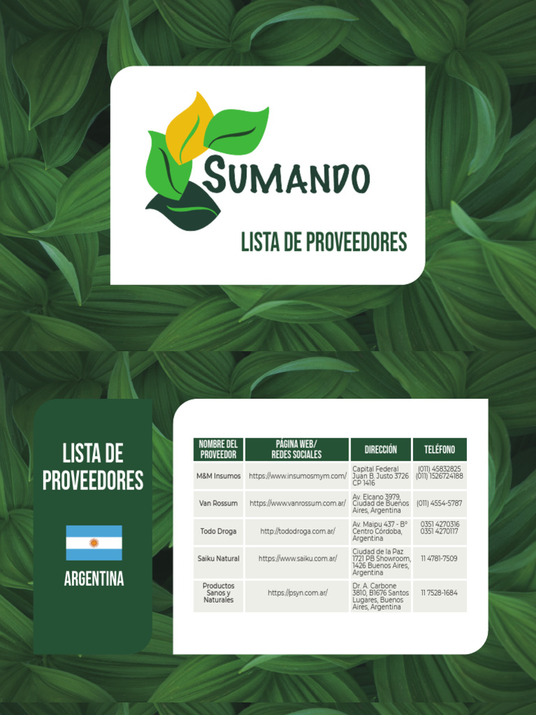 Lista Proveedores - Sumando-1 | PDF