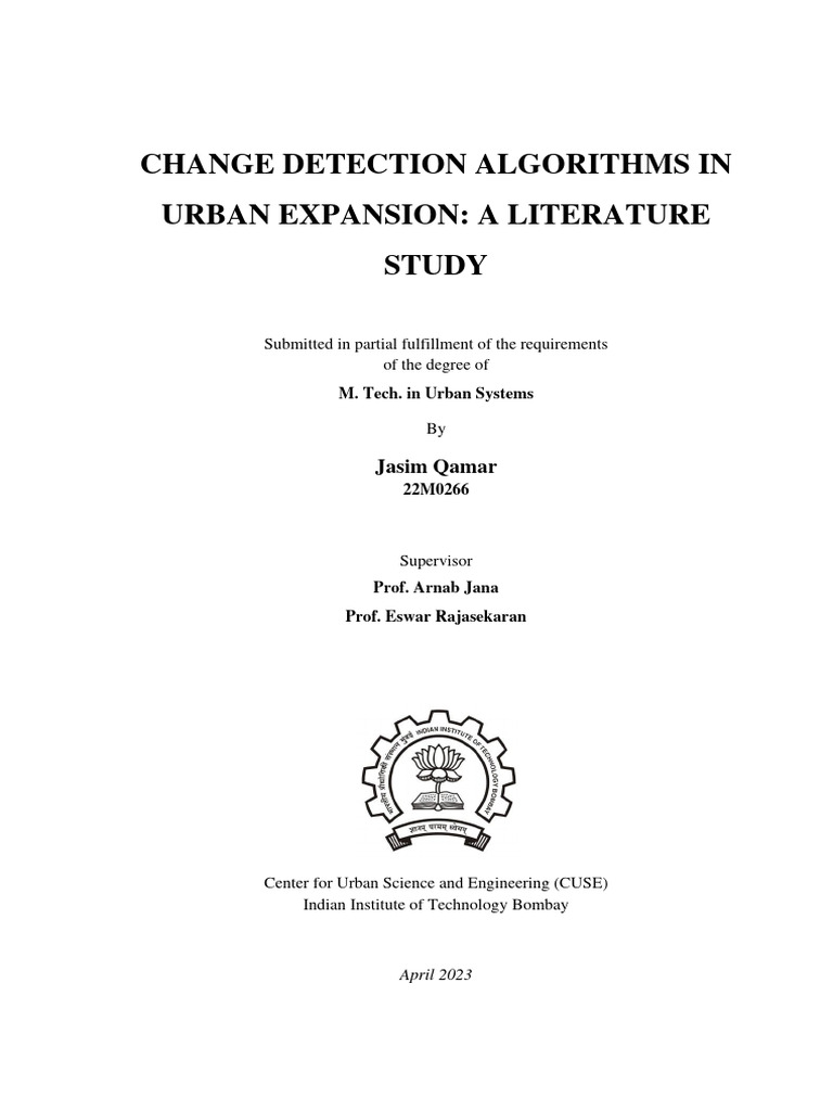Change Detection Algorithms in Urban Expansion | PDF | Remote Sensing ...