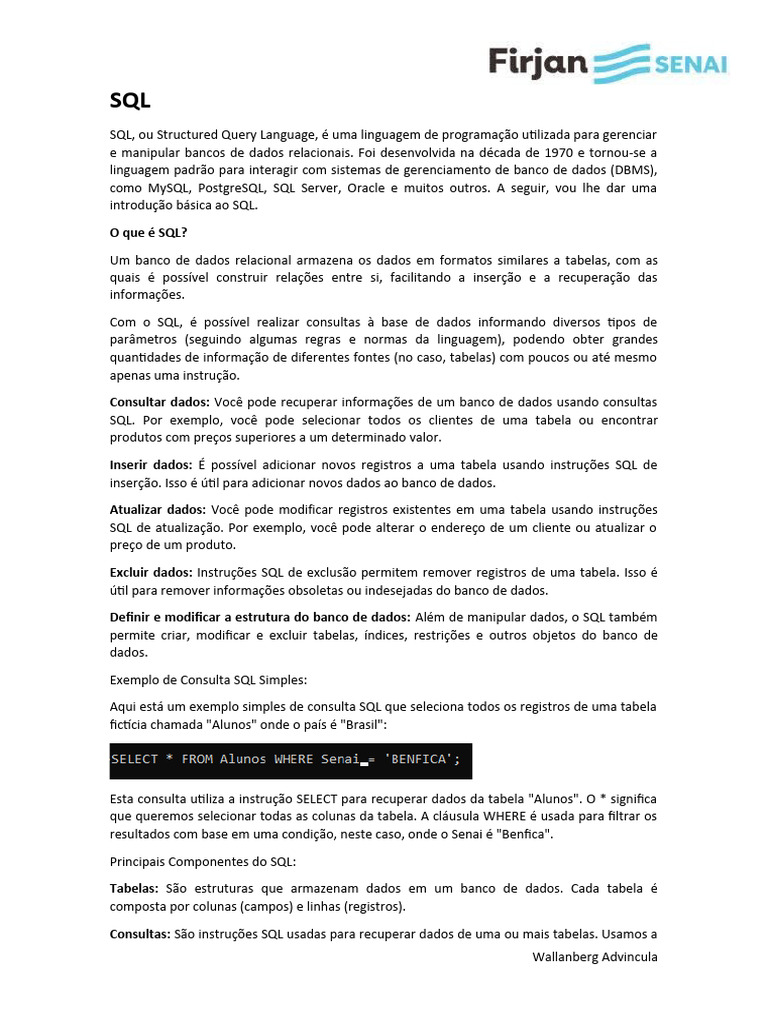 SQL - SESI-mesclado | PDF