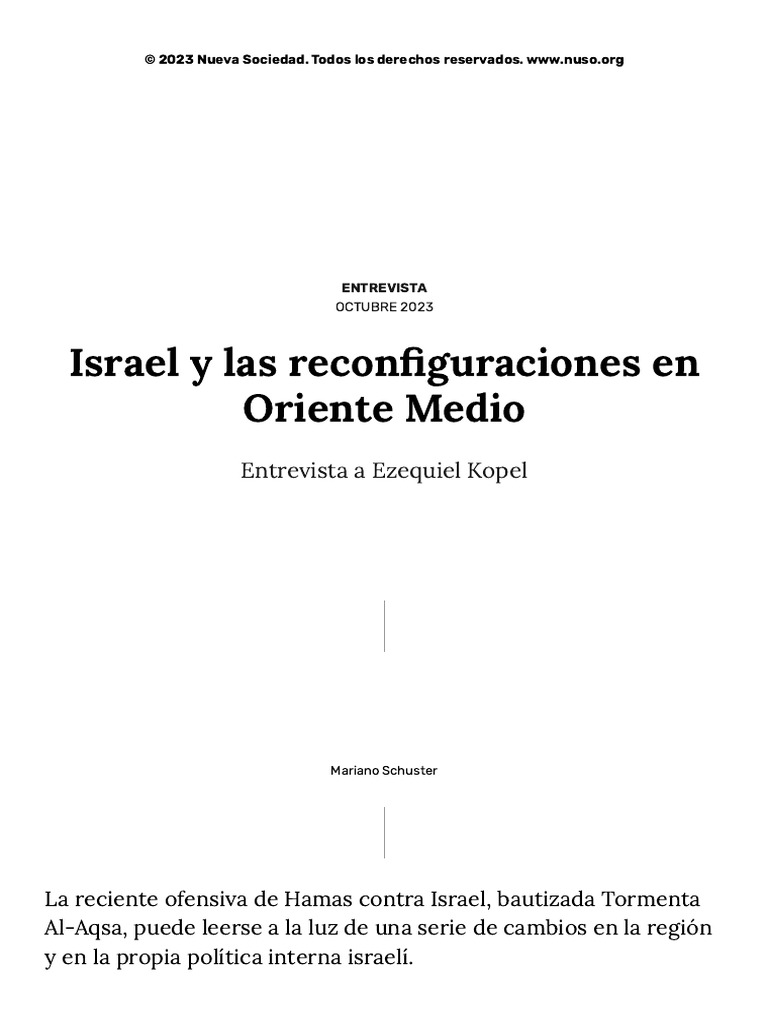 Israel y Las Reconfiguraciones en Oriente Medio Entrevista A Ezequiel ...