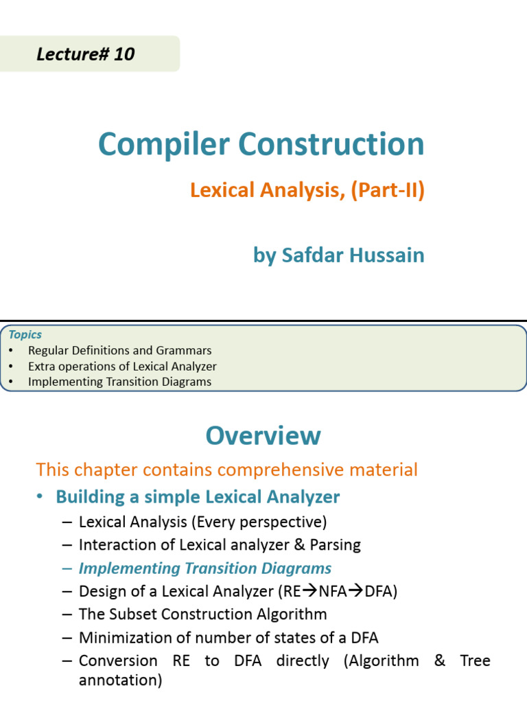 Lecture#10 - Chap#3 (Lexical Analysis (Part-II) ) | PDF