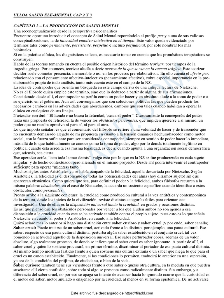 Ulloa Salud Ele-Mental Cap 2 y 3 | PDF